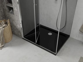 Mexen Lima, sprchový kout se skládacími dveřmi 80 (dveře) x 120 (stěna) cm, 6mm šedé sklo, chromový profil + slim sprchová vanička černá + chromový sifon, 856-080-120-01-40-4070