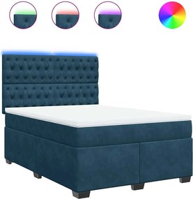 Box spring postel s matrací modrá 140 x 190 cm samet 3293216