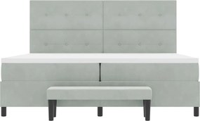 Postel s boxspringem s čelo Světle šedá 200 x 200 cm samet 3344534