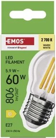 Emos lighting LED žárovka Filament Mini Globe / E27 / 5,9 W (60 W) / 806 lm / teplá bílá 1525743211