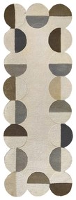 Šedobéžový ručně tkaný vlněný běhoun 80x230 cm Mia Scallop Frame – Flair Rugs