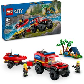 Lego stavebnice lego city 60412 hasičský vůz 4x4 a záchranný člun