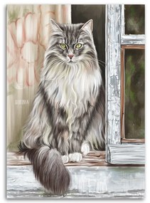Gario Obraz na plátně Venkovská kočka na parapetu - Svetlana Gracheva Rozměry: 40 x 60 cm