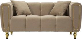 Dvoumístná pohovka Alma 155 cm taupe/zlatá