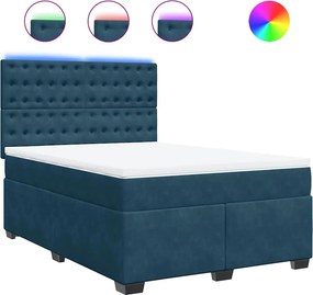 Box spring postel s matrací modrá 140 x 200 cm samet 3293246