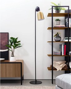 Černá/ve zlaté barvě stojací lampa s kovovým stínidlem (výška 180 cm) Natsumi – Kave Home