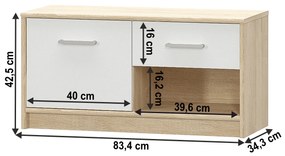 Kondela Komoda 1D1S, bílá/dub sonoma, TEYO