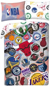 Oboustranné ložní povlečení z mikrovlákna NBA - motiv TOP Teams - 140 × 200 cm + 70 × 90 cm - zapínanie na zips