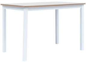 Jídelní stůl - masivní kaučukovník - bílo-hnědý | 114x71x75 cm