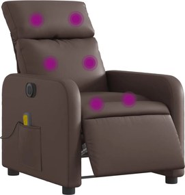 Elektrické masážní polohovací křeslo hnědé umělá kůže 3206744