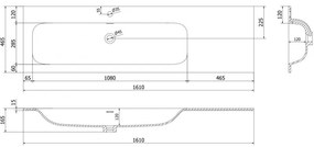Mexen Vela, umyvadlo zapuštěné do desky, levé, 161 × 46,5 cm, bílá matná, 25231601L