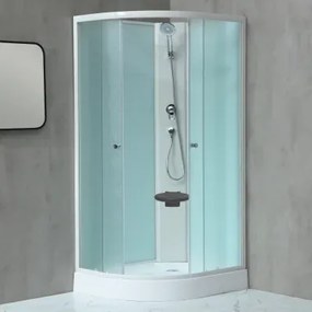 MILD AS-Pravý 100x80 WHITE Sprchový box asymetrický s akrylátovou vaničkou a sedátkem