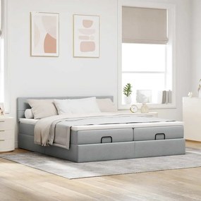 Osmanský rám postele s matrací světle šedá 160x200cm textil 3312836