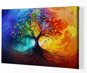 Obraz na plátně - Strom života Motýlí seance FeelHappy.cz Velikost obrazu: 210 x 140 cm