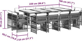 13dílný zahradní jídelní set s poduškami mix béžové polyratan 3211764