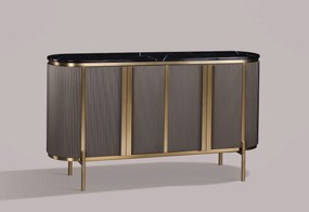 Komoda Stilig ST384 160 cm černý mramor/grafit/zlatá