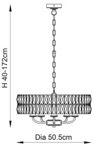 Endon 106244 - Lustr na řetězu CLIFTON 5xE14/6W/230V pr. 50,5 cm mosaz/čirá