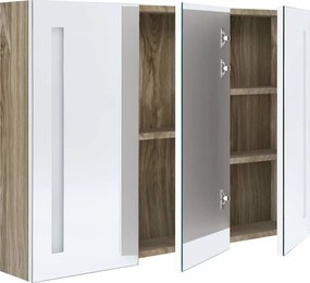 LED koupelnová skříňka se zrcadlem 89 x 14 x 62 cm bílá a dub 326530