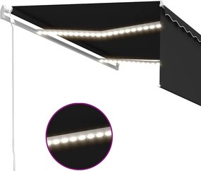 Automatická markýza roleta LED senzor větru 4,5x3 m antracitová 3069334