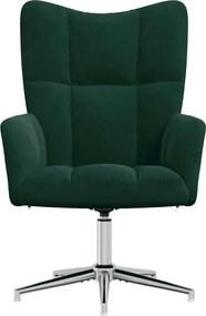 Relaxační křeslo tmavě zelené samet 328119