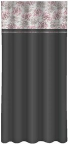 Tmavě šedý dekorativní závěs s potiskem růžových pivoněk Šířka: 160 cm | Délka: 270 cm