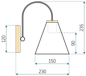 Nástěnná lampa Kinkiet VII černá