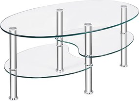 Costway 3 Rovný skleněný stůl s moderním oválným designem třípatrové police