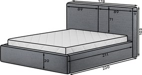 Pesillo postel + Dřevěný rám/Standardní zdvih/kontejner 160x200