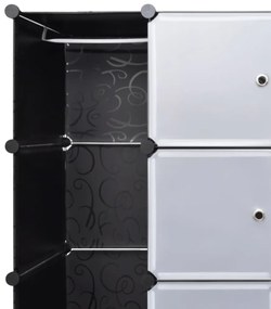 vidaXL Marketos Modulární skříň s 18 přihrádkami černobílá 37 x 146 x 180,5 cm