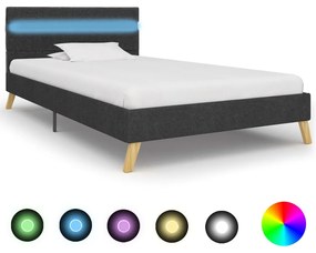vidaXL Rám postele s LED světlem tmavě šedý textil 100 x 200 cm