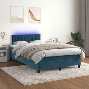 Box spring postel s matrací a LED tmavě modrá 120x190 cm samet 3270169