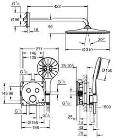 GROHE 34877000 - Sprchový systém VITALIO RAIN MONO 310 lesklý chrom