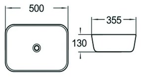 Keramické umyvadlo na desku MEXEN LUNA  50x35 cm bílé