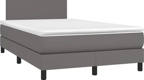 Box spring postel s matrací a LED šedá 120x200 cm umělá kůže 3134097
