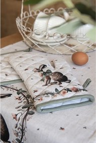 Bavlněný košík na pečivo se zajícem Natural Linen Easter - Ø 15*16 cm