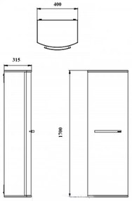 Lavedo Vanessa Red 170 vysoká závěsná skříňka do koupelny