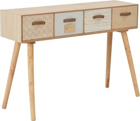 Konzolový stolek se 4 zásuvkami - masivní borovice | 110x30x73 cm