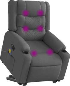 Elektrické zvedací masážní polohovací křeslo tmavě šedé textil 3206583