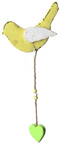 Závěsná dekorace PTÁČEK se srdíčkem - žlutý