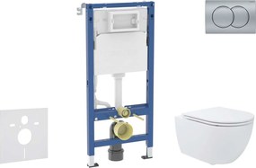 SANITINO - Set předstěnové instalace, klozetu Oudee a Slim sedátka softclose, tlačítko Delta01, matný chrom SANI11CA1183