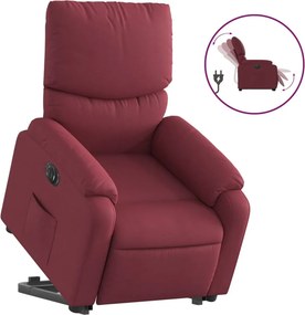 Elektrické zvedací polohovací křeslo vínové textil 3204851