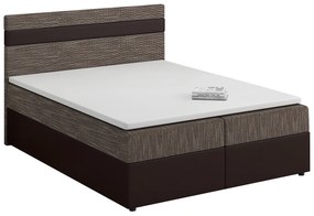 Manželská postel Boxspring 160x200 cm Mimosa Comfort (melírovaná hnědá + tmavě hnědá) (s roštem a matrací). 1056234