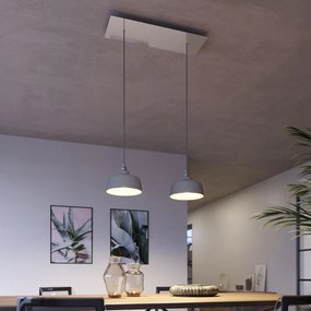 creative cables Závěsná lampa se 2 světly, s obdélníkovým XXL baldachýnem Rose-one, textilním kabelem a keramickými stínidly Barva: Matný bílý dibond