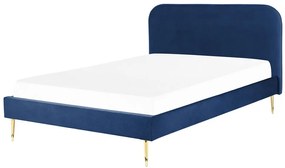 Sametová postel 160 x 200 cm modrá FLAYAT Beliani