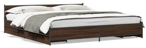Rám postele se zásuvkami hnědý dub 200x200 cm kompozitní dřevo