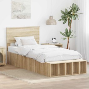 Rám postele s policí Sonoma dub 90 x 190 cm Kompozitní dřevo 3408405
