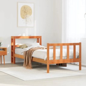 Rám postele s čelem voskově hnědý 100 x 200 cm masivní borovice 3305777
