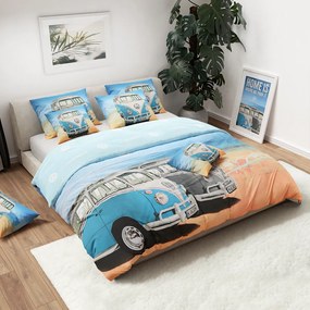 Dětské povlečení AUTO DUO VW modro-oranžové