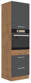 Kuchyňská skříňka na vestavné spotřebiče 60 DPS-210 3S 1F Velaga (šedá matná + dub lancelot). 1015884
