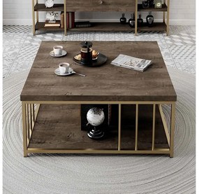 Designový konferenční stolek Natine 90 cm ořech / zlatý